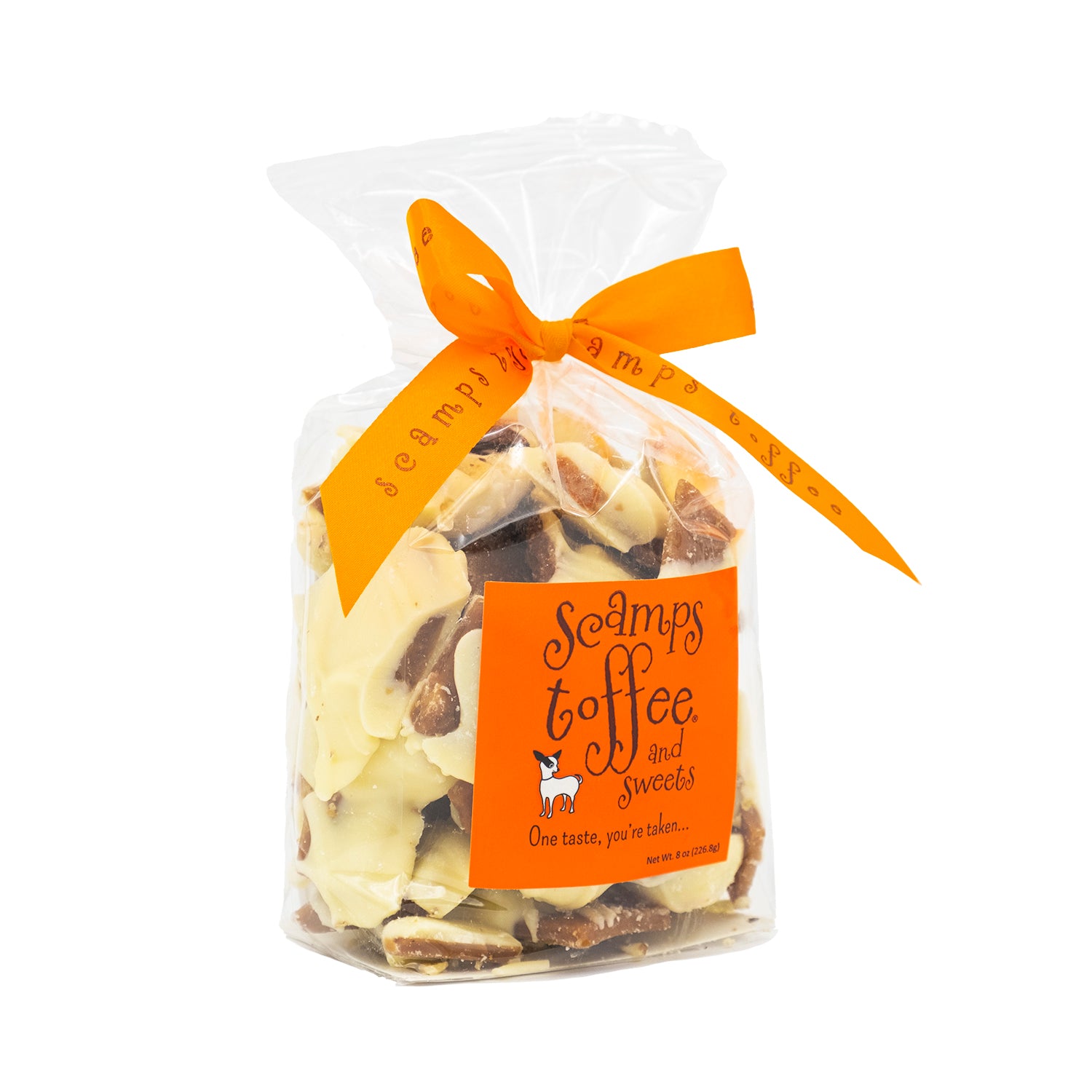 White Chocolate Toffee Bag – Scamps Toffee